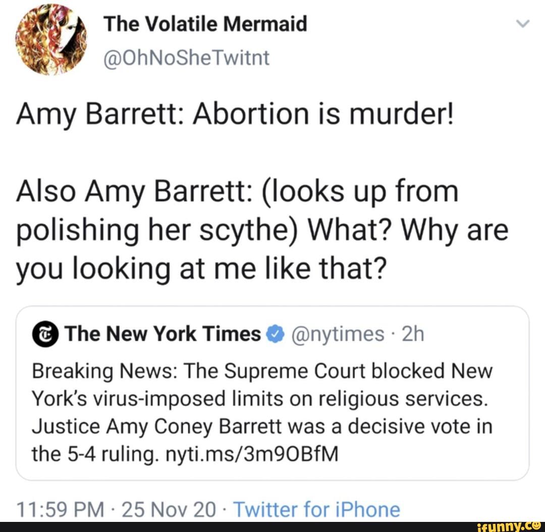 The Volatile Mermaid @OhNoSheTwitnt Amy Barrett: Abortion is murder ...