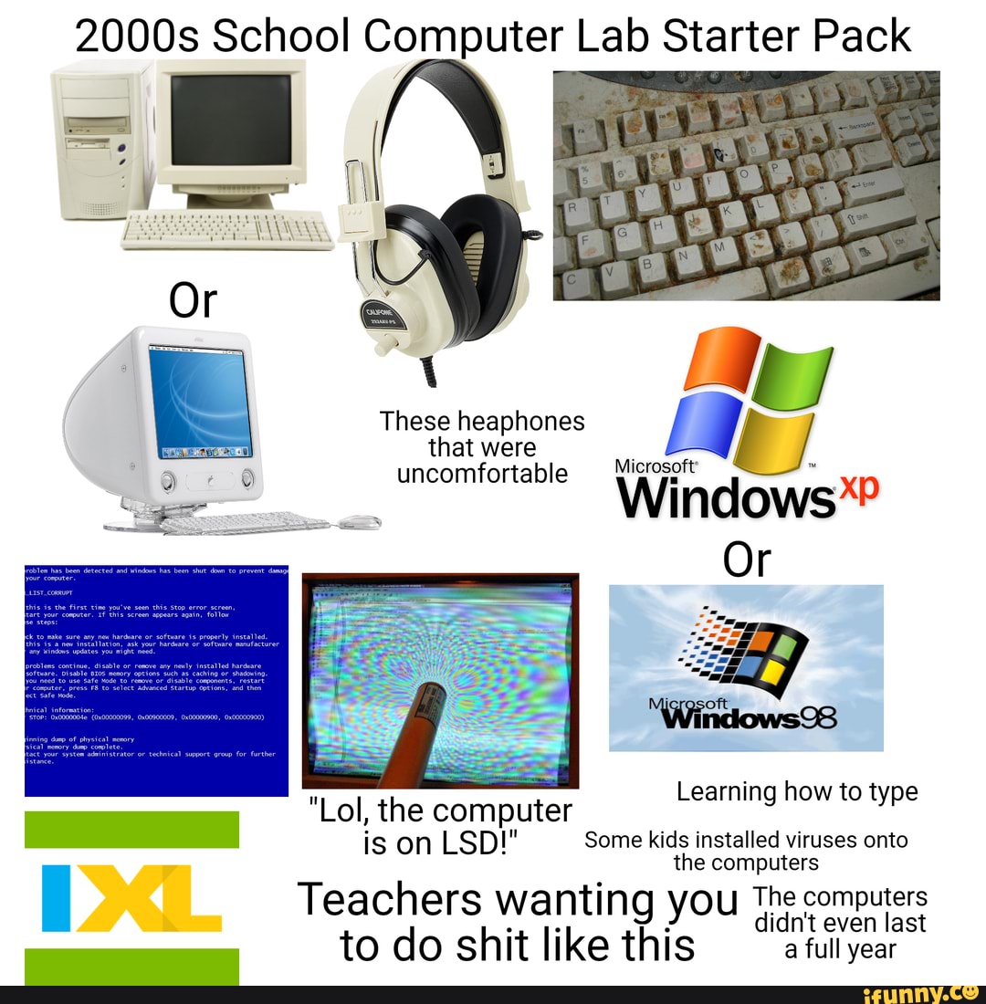 2000s School Computer Lab Starter Pack These heaphones that were ...