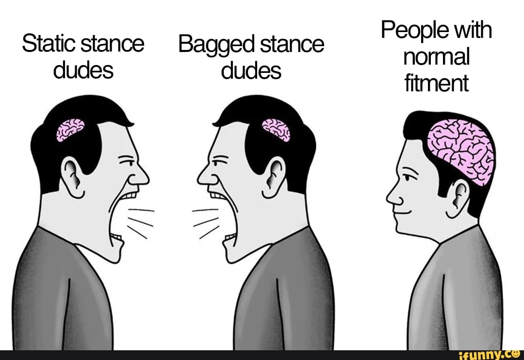 People with normal fitment Static stance Bagged stance dudes dudes - iFunny