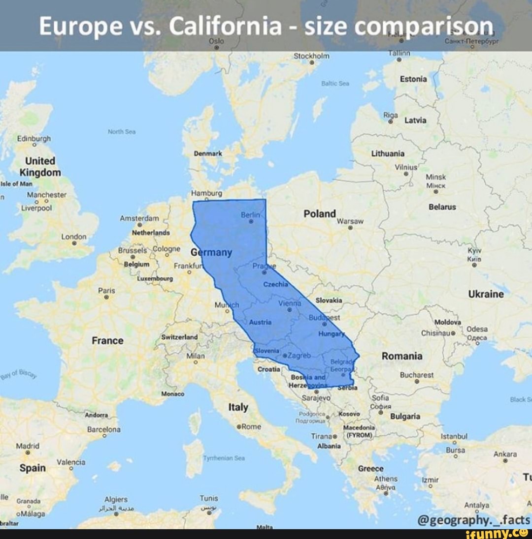 Europe vs. California size comparison - iFunny