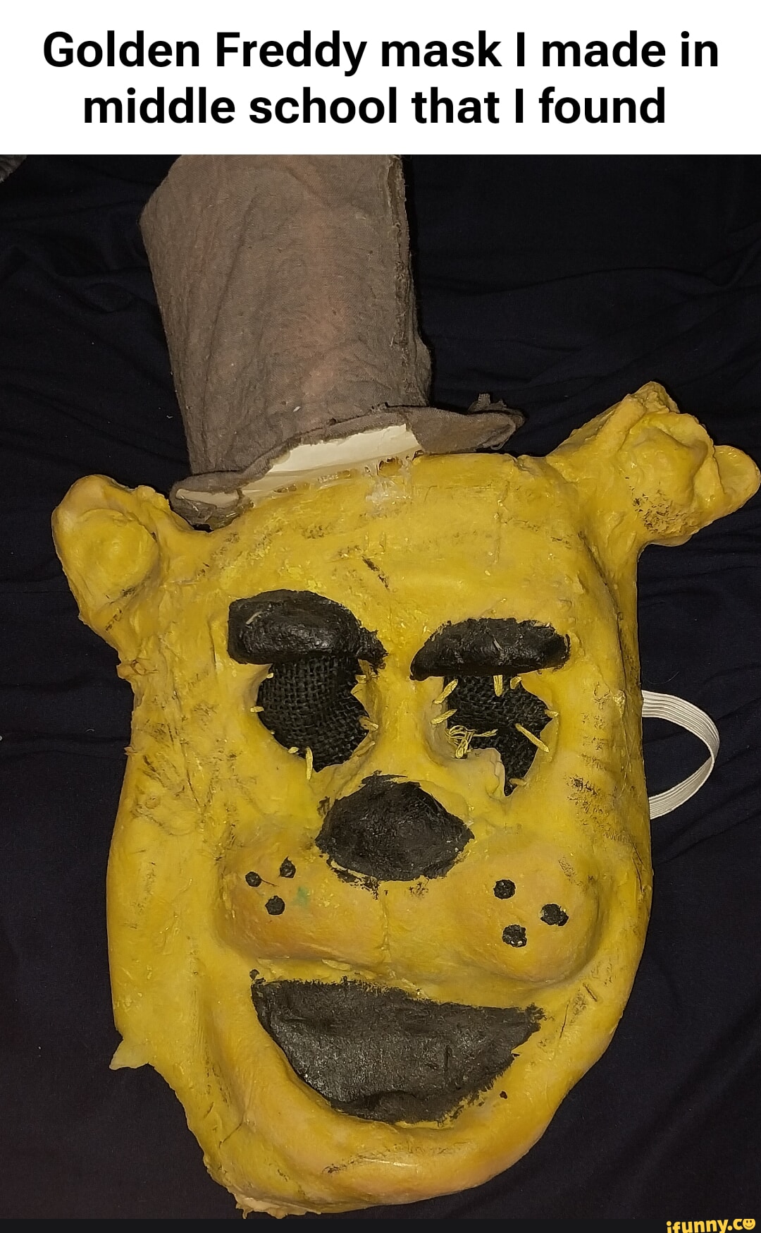 Golden Freddy mask I made in middle school that I found - iFunny