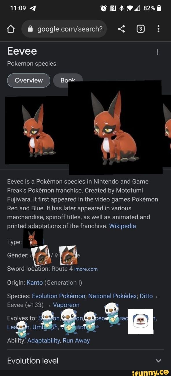 Eevee OW Pokemon species Overview Bonk Eevee is a Pokmon species in Nintendo and Game Freak's ...