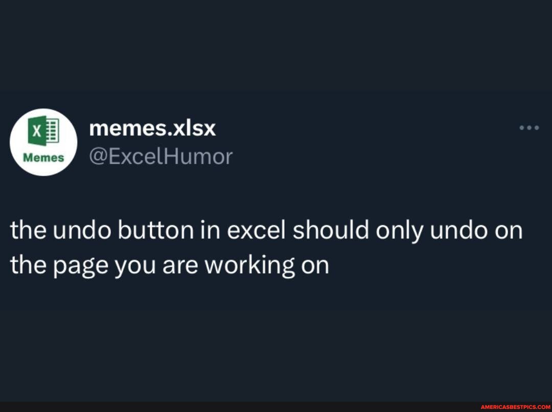 Memes.xlsx temes/ @ExcelHumor the undo button in excel should only undo ...