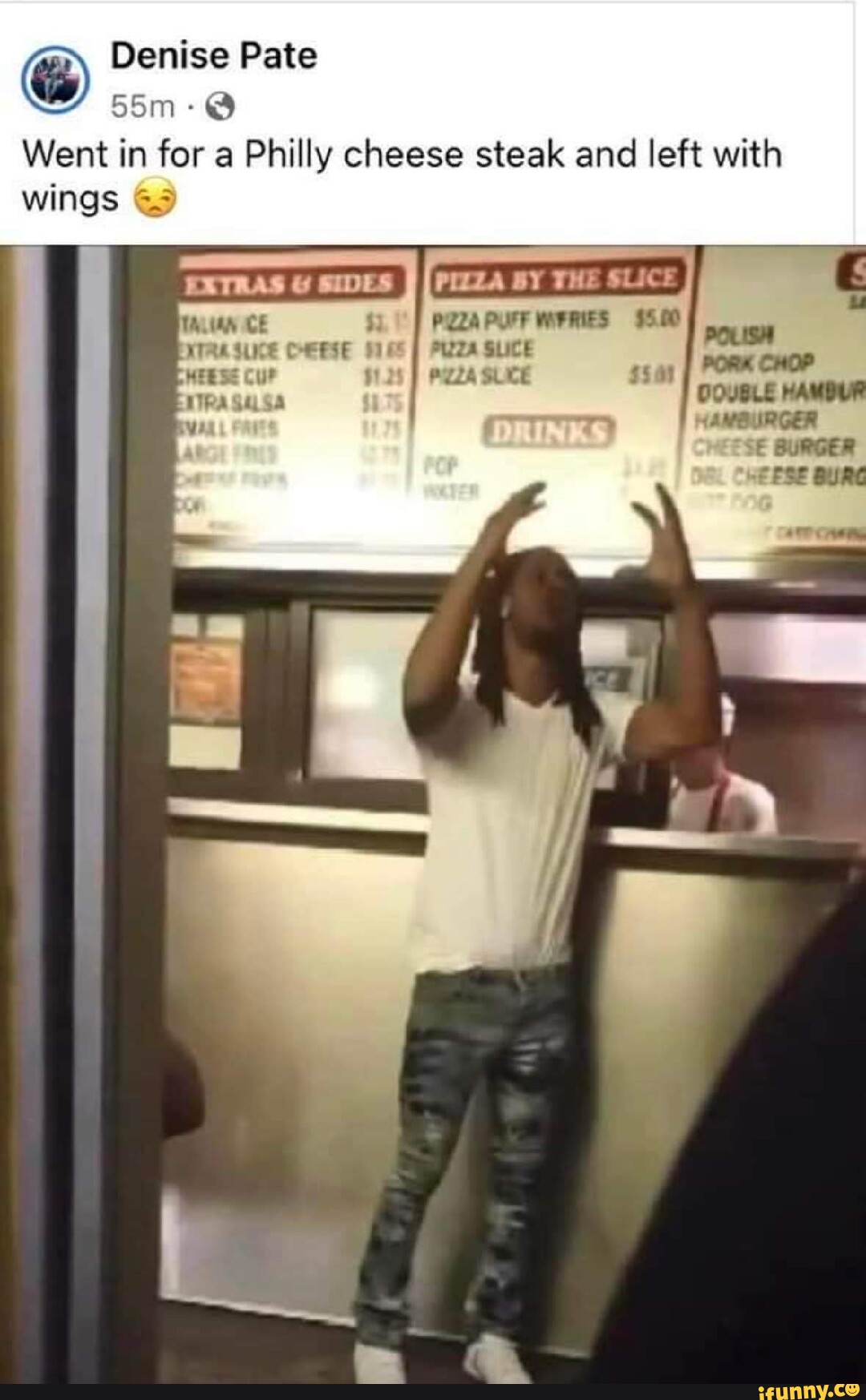 @ Denise Pate Went in for a Philly cheese steak and left with wings CE ...