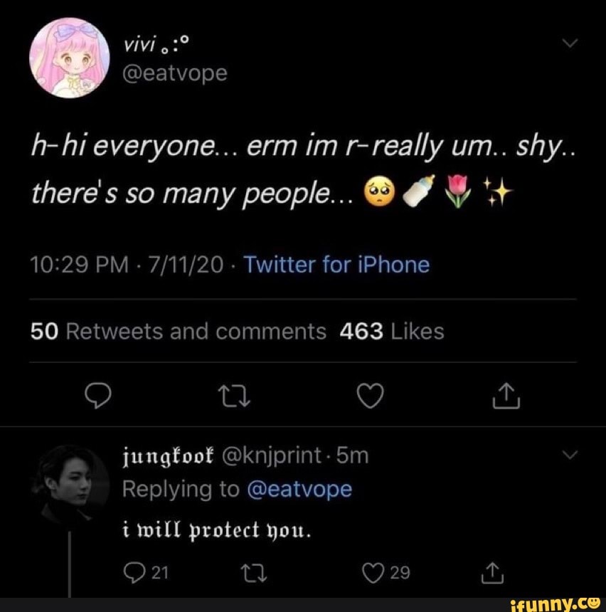 @eatvope h-hi everyone... erm im r-really um.. shy.. there's so many people... PM - - Twitter ...