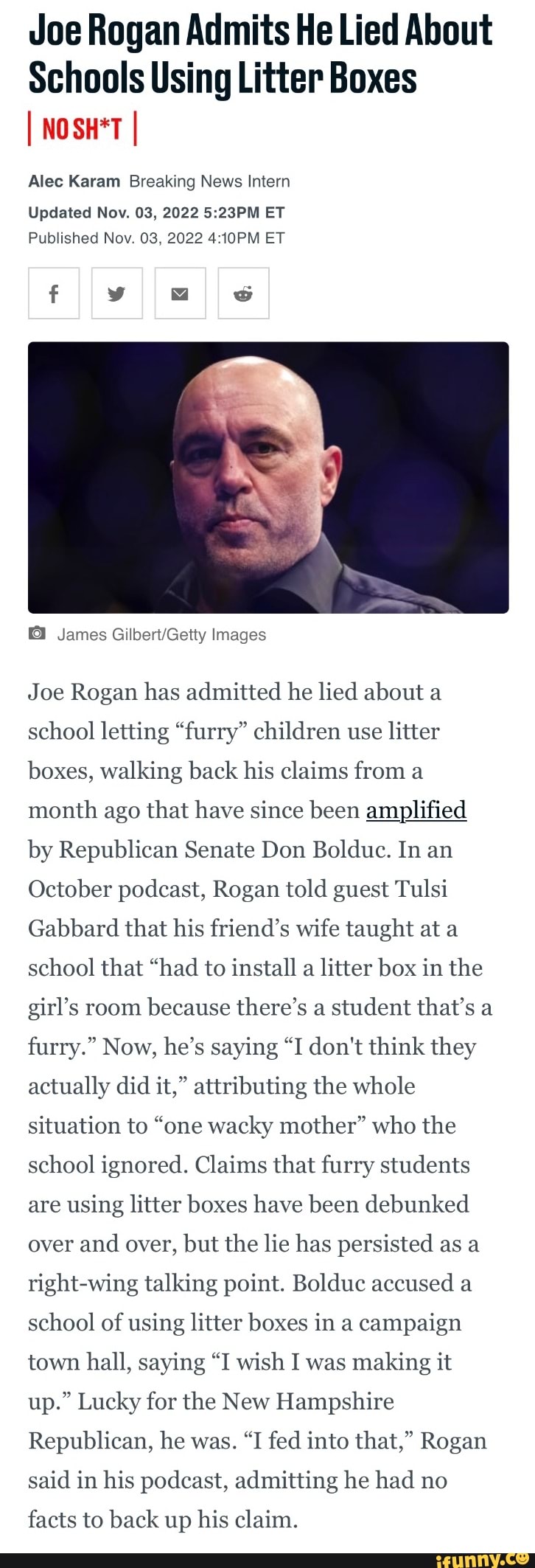 Joe hogan Admits He Lied About Schools Using Litter Boxes I NOSH*T I ...