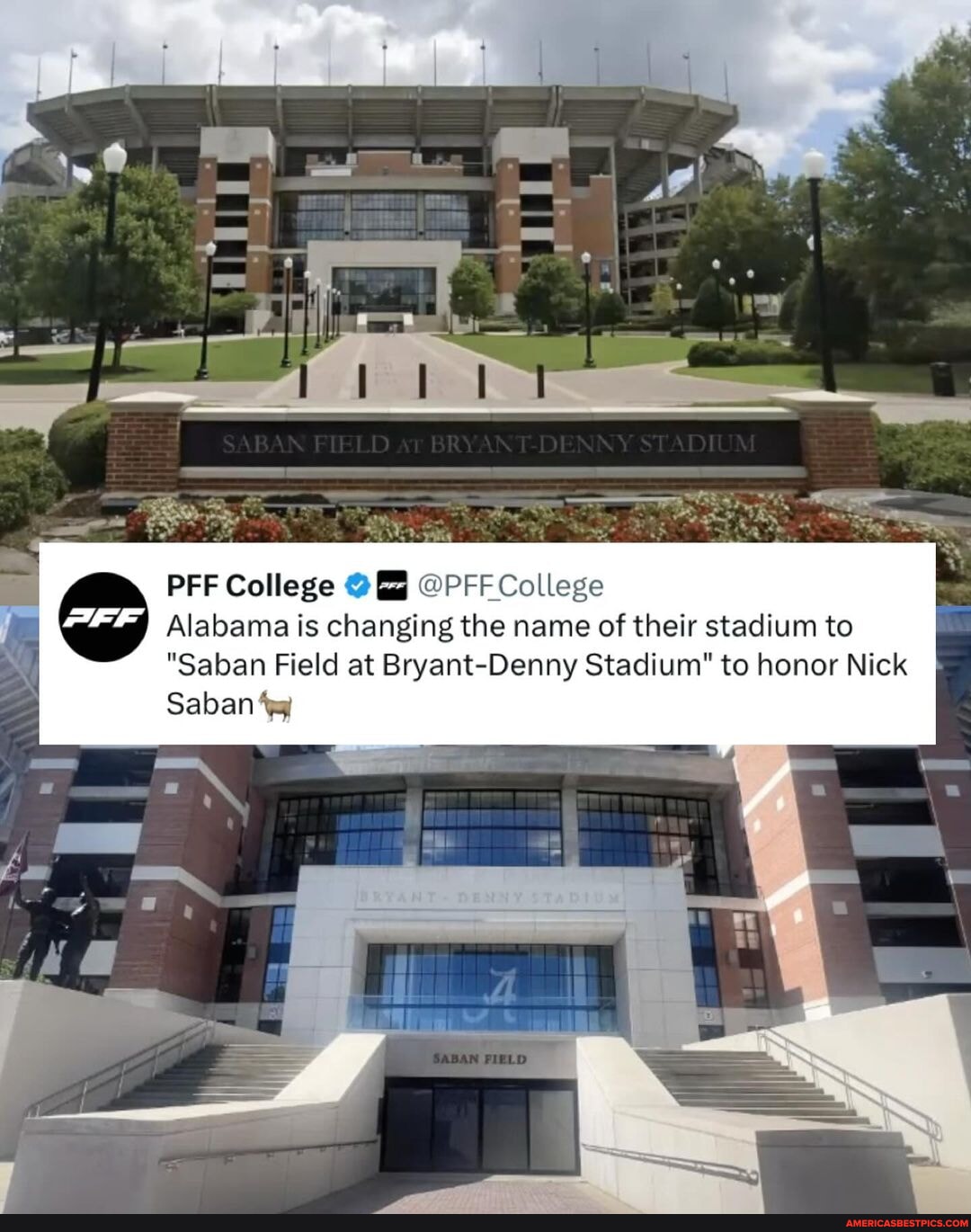 Alabama is naming their stadium after Nick Saban🐐👏 - PFF College ...