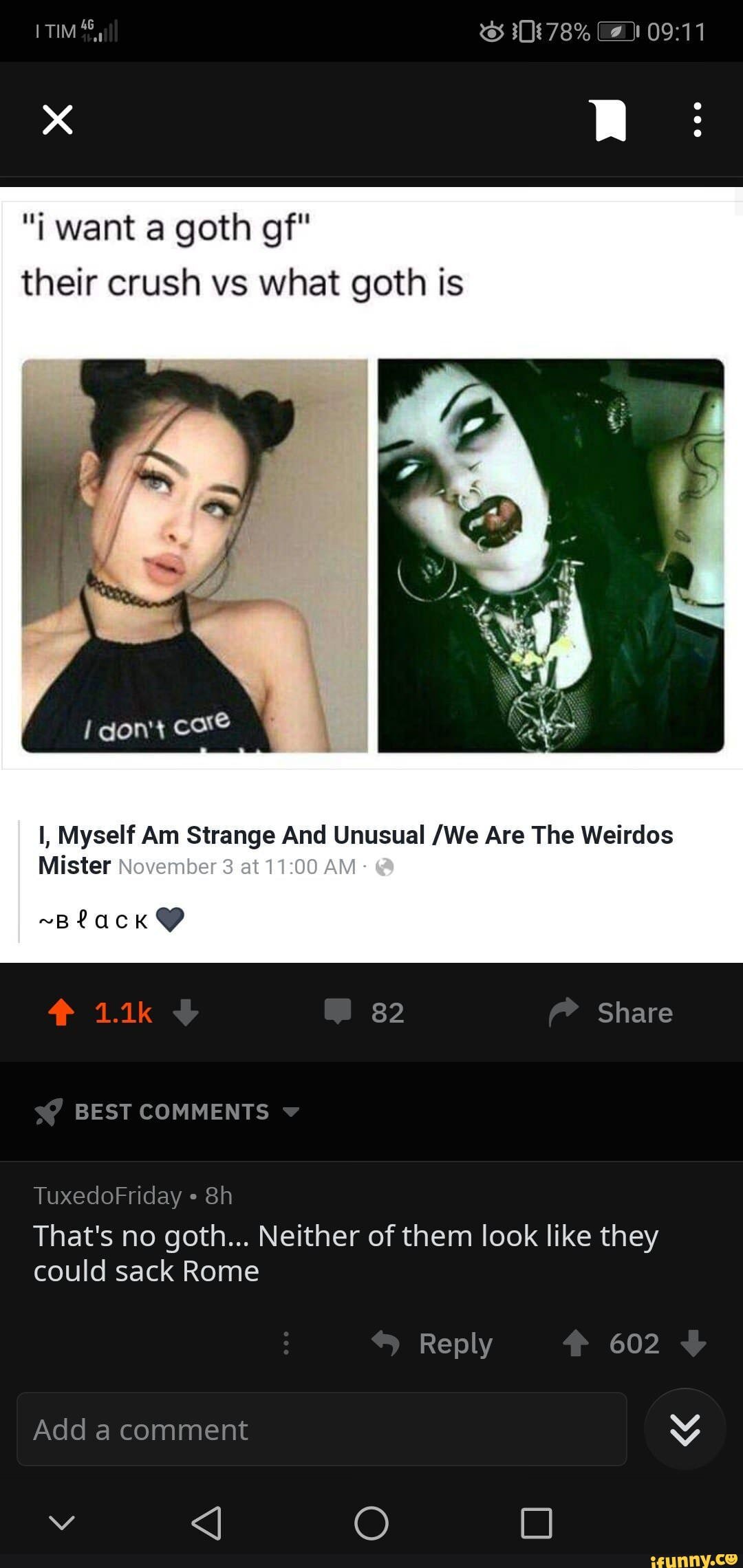 78% want goth gf" their crush vs what goth is dons Myself Am Strange ...