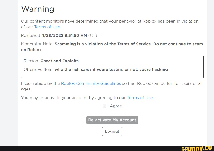 Warning Our content monitors have determined that your behavior at ...
