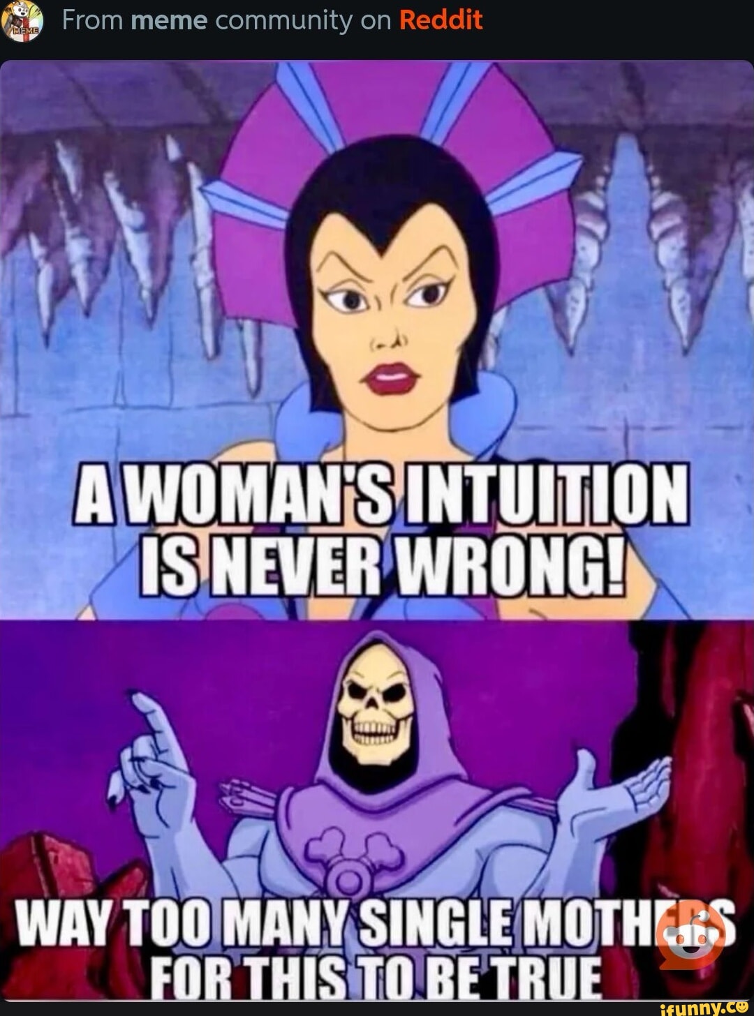 From meme community on Reddit I INTUITION WOMAN'S iS NEVER INTUITION ...