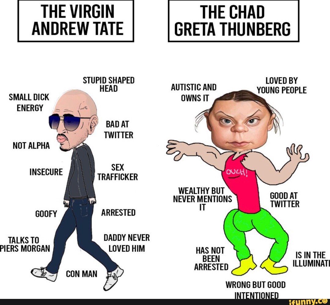 THE VIRGIN THE CHAD ANDREW TATE GRETA THUNBERG STUPID SHAPED LOVED BY ...