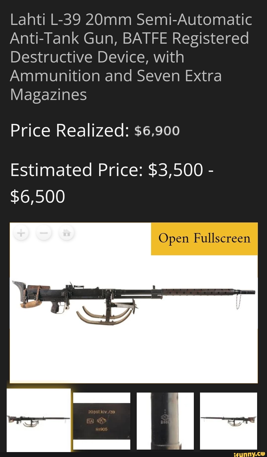 Lahti L-39 20mm Semi-Automatic Anti-Tank Gun, BATFE Registered ...