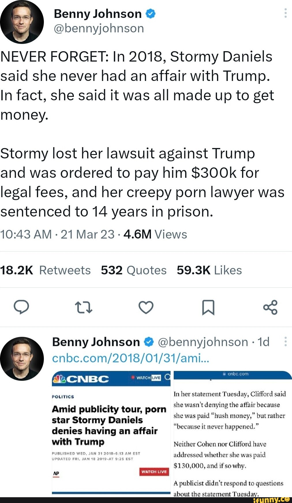Never Forget In 2018 Stormy Daniels Said She Never Had An Affair With