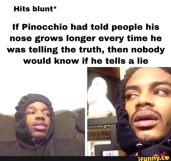 Hits blunt* If Pinocchio had told people his nose grows longer every ...