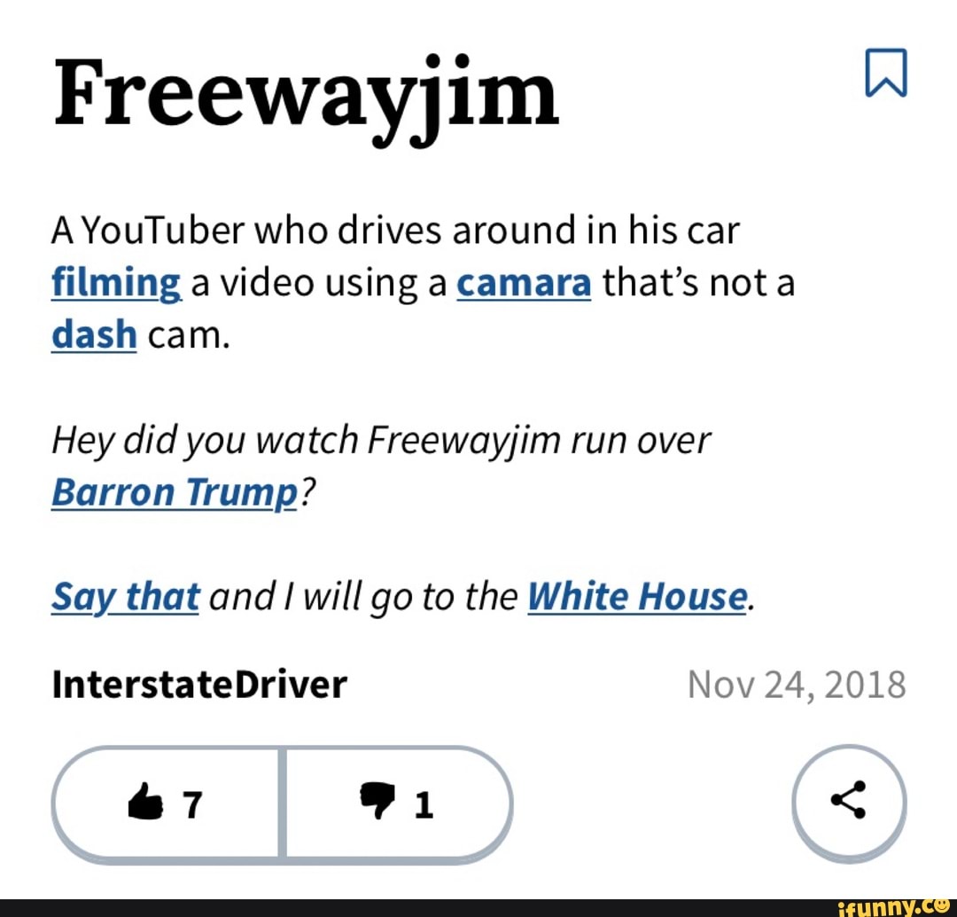 Freeway A YouTuber who drives around in his car filming a video using a ...