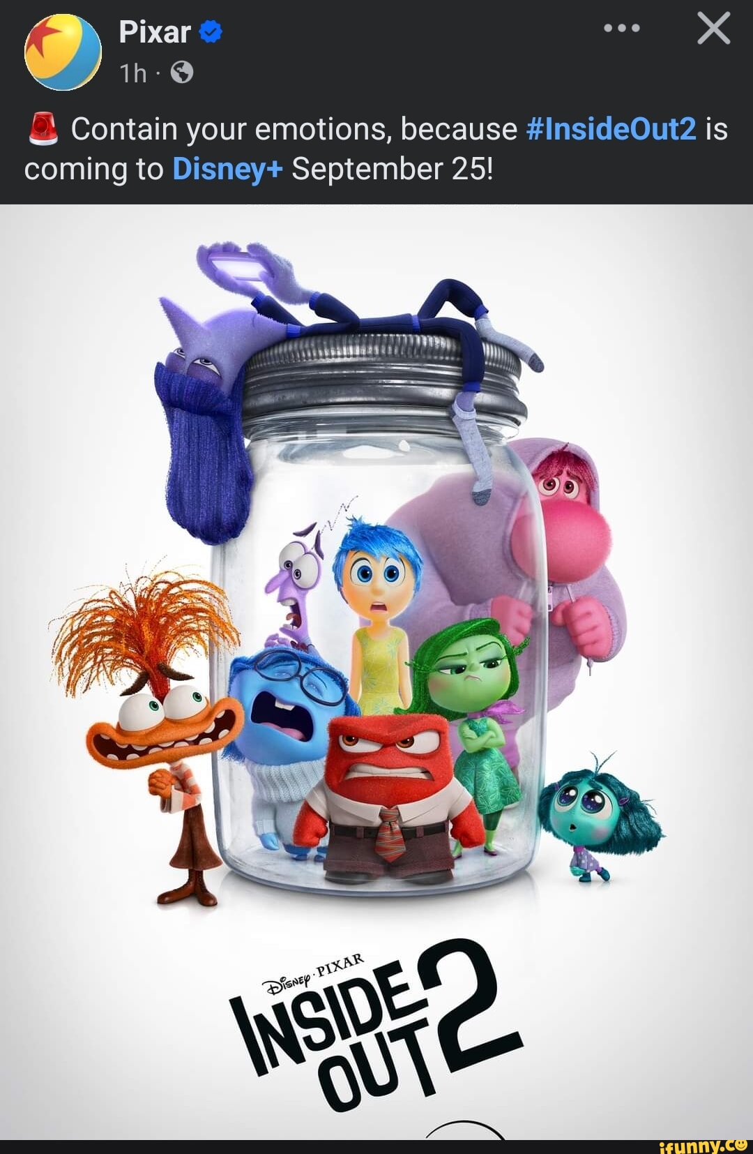 Pixar Contain your emotions, because #InsideOut2 is coming to Disney+ ...