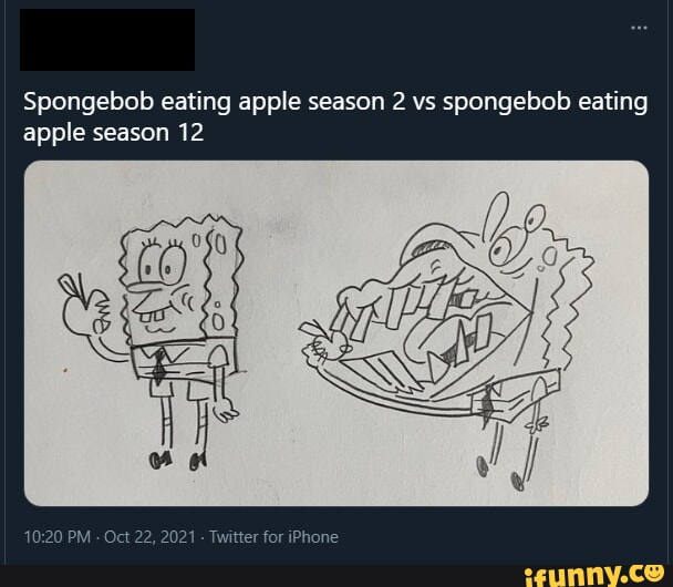 Spongebob eating apple season 2 vs spongebob eating apple season 12 ...