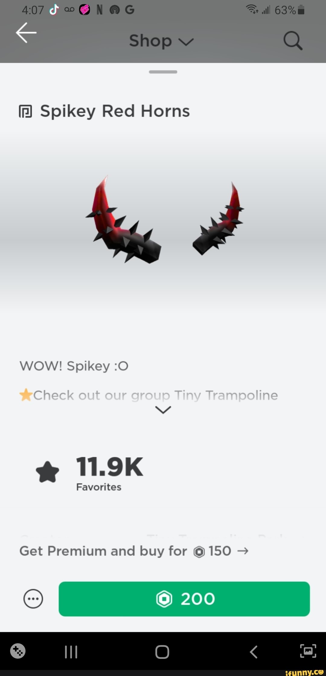407 F Spikey Red Horns WOW! Spikey :O Check out our cr Tiny Trampoline ...