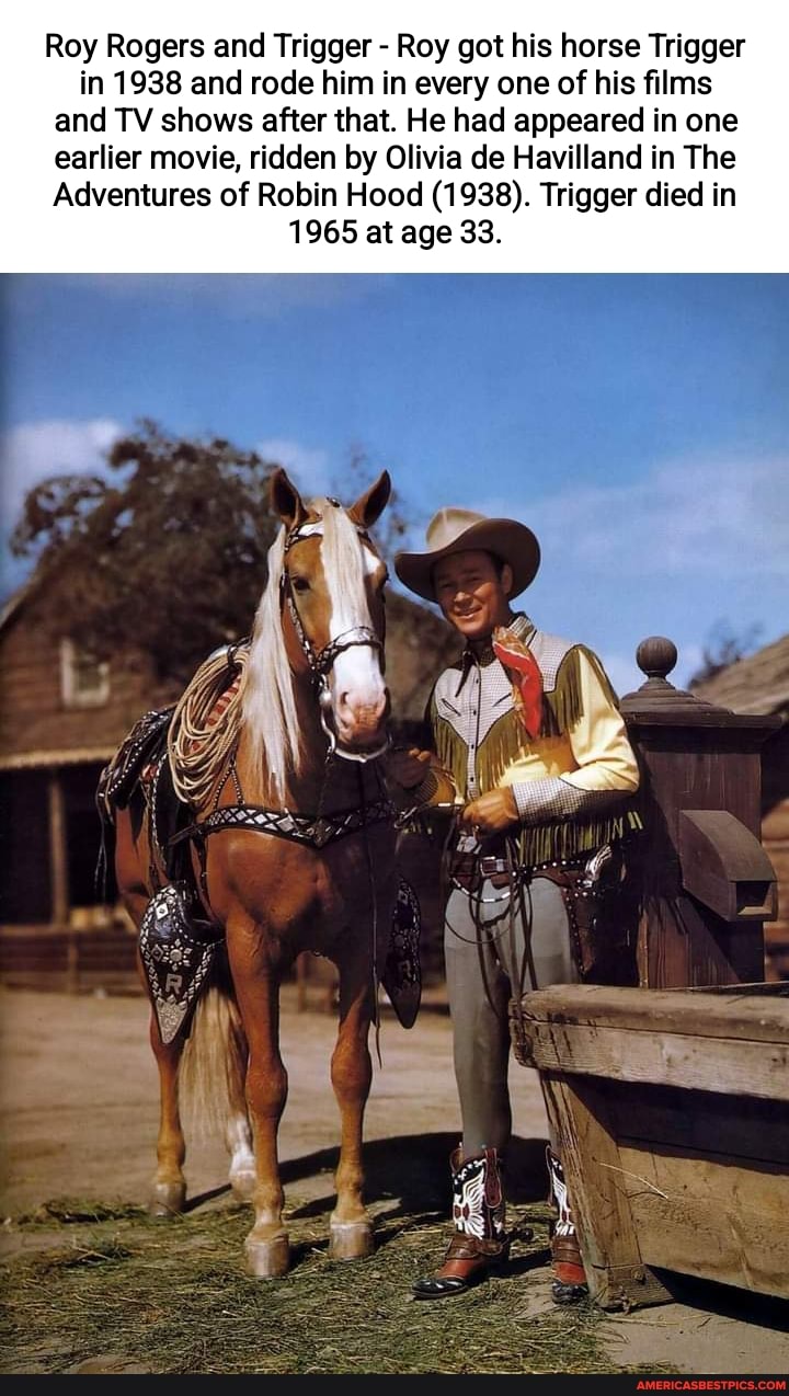 Roy Rogers and Trigger - Roy got his horse Trigger in 1938 and rode him in every one of his ...