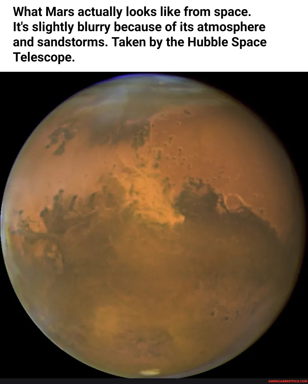 What Mars actually looks like from space. It's slightly blurry because ...