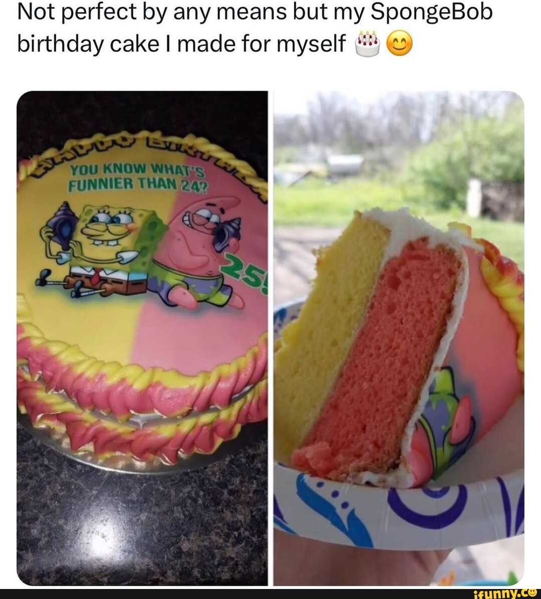 Not perfect by any means but my SpongeBob birthday cake I made for ...