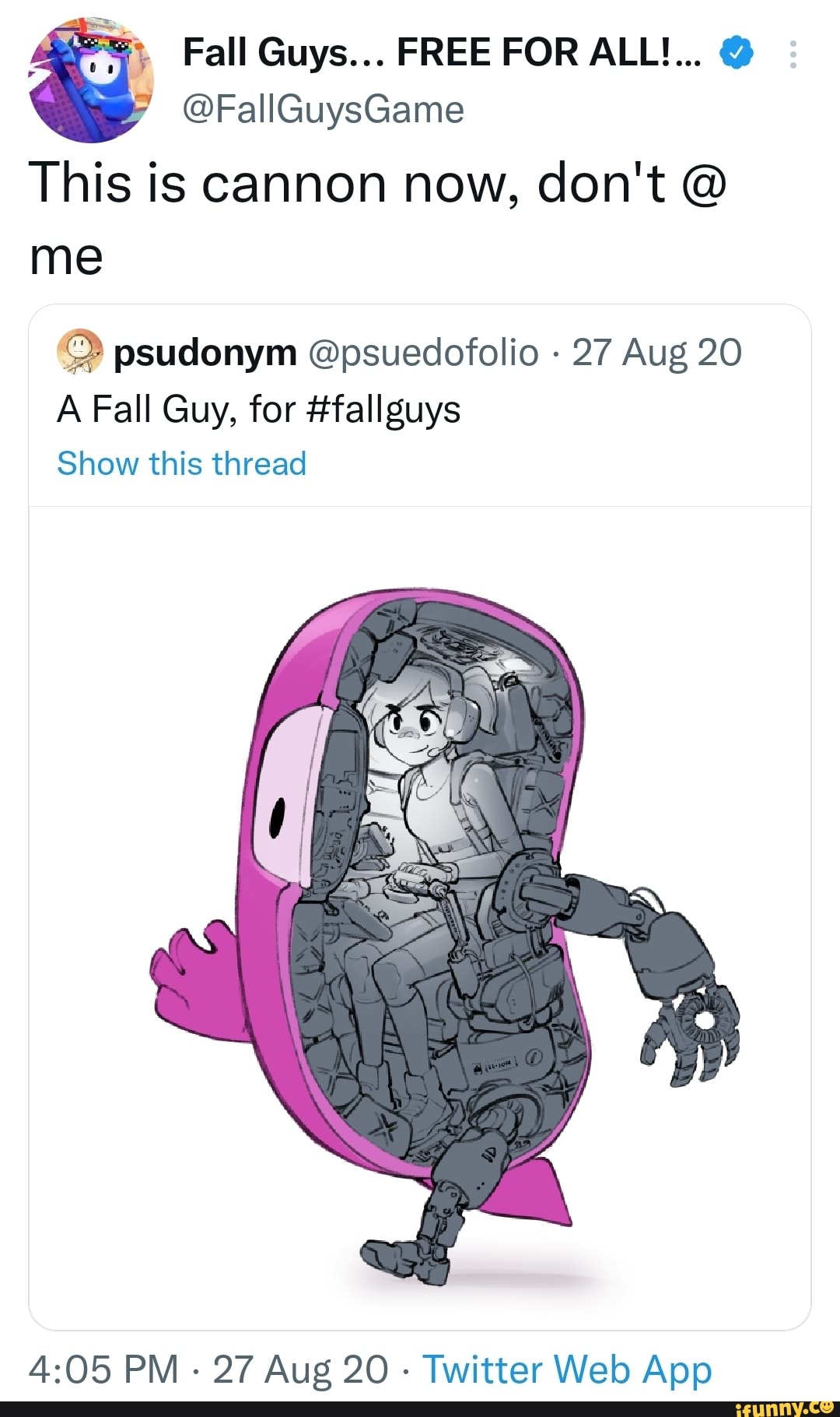 Fall Guys... FREE FOR ALL!... 9 @FallGuysGame This is cannon now, don't ...