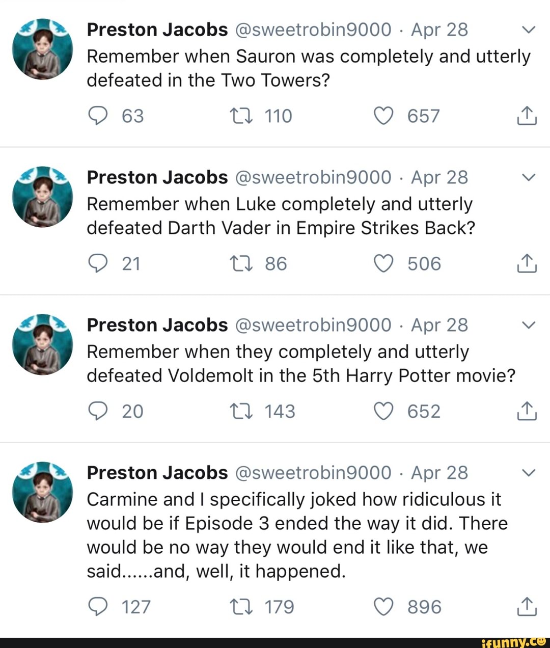 Preston Jacobs @sweetrobin9000 . Apr 28 v Remember when Sauron was ...