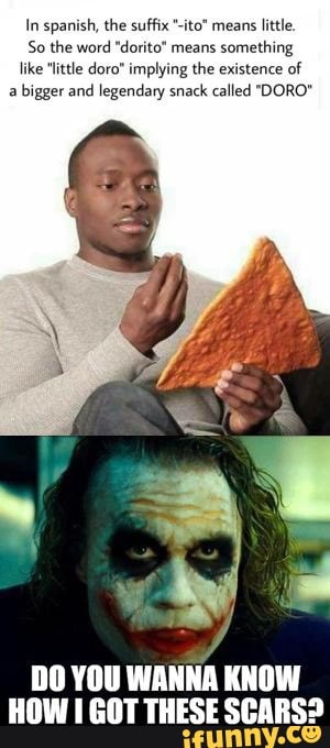 In spanish, the suffix "-ito" means little. So the word "dorito' means ...