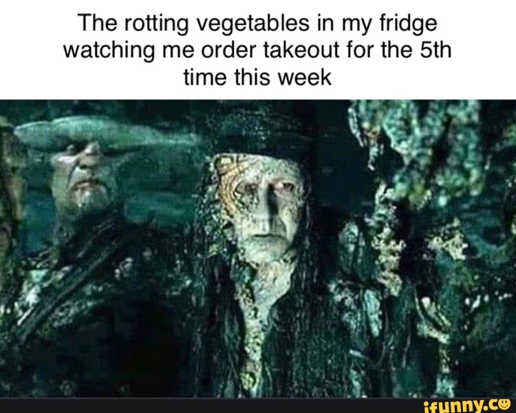 The rotting vegetables in my fridge watching me order takeout for the ...