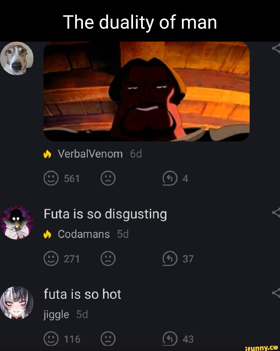The duality of man I 'OF! VerbalVenom Futa is so disgusting Codamans (4) 37 futa is so hot ...