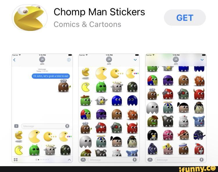GET Chomp Man Stickers Comics & Cartoons TEE ESS eTSEe. Be FE. vi - iFunny