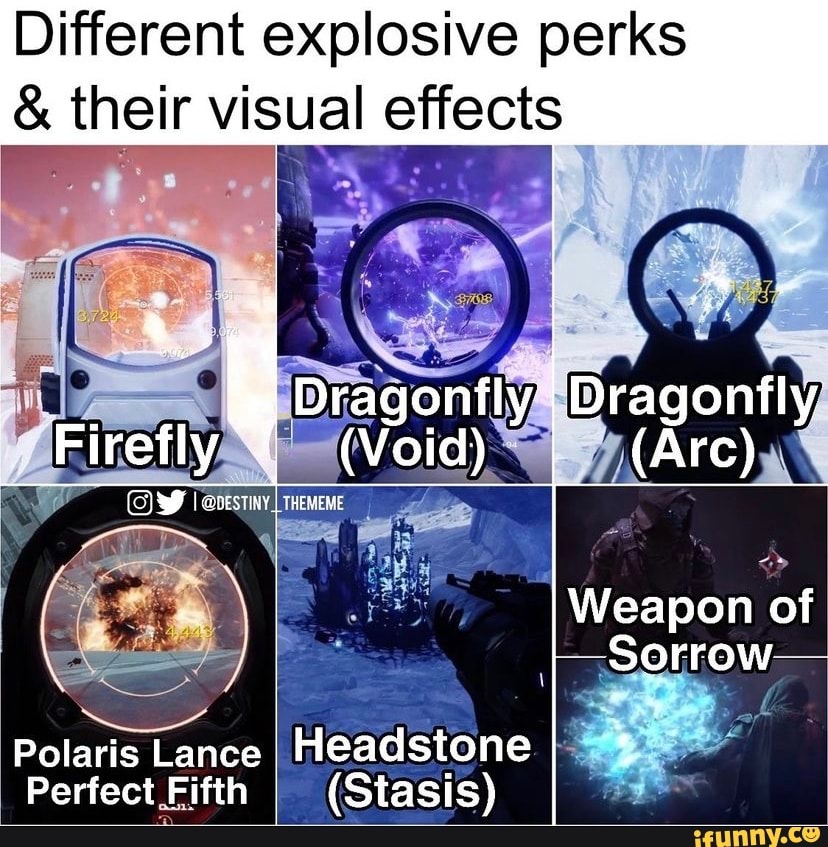 Different explosive perks & their visual effects Dragonfly Firefly ...