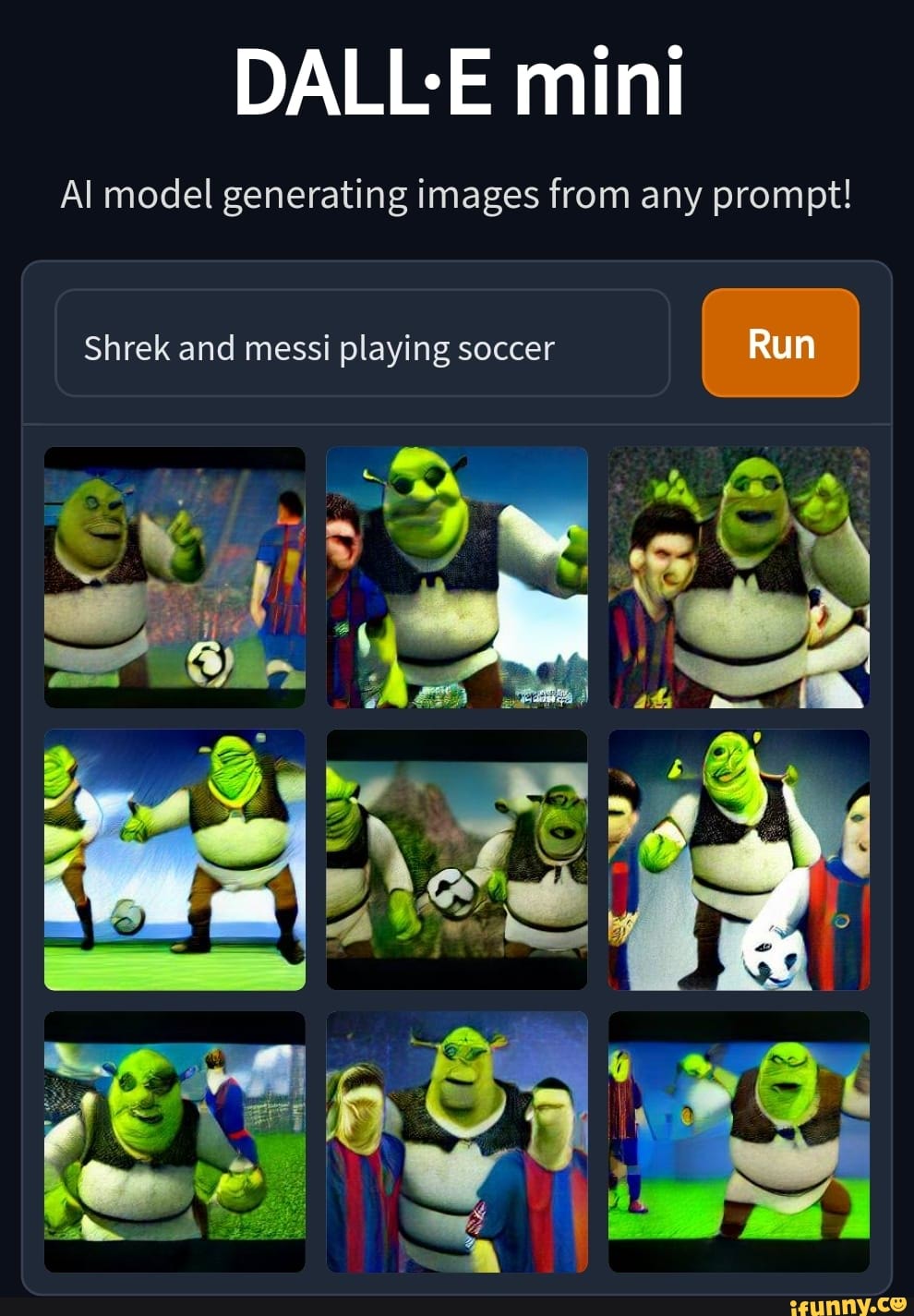 Mini DALE Al model generating images from any prompt! Shrek and messi ...
