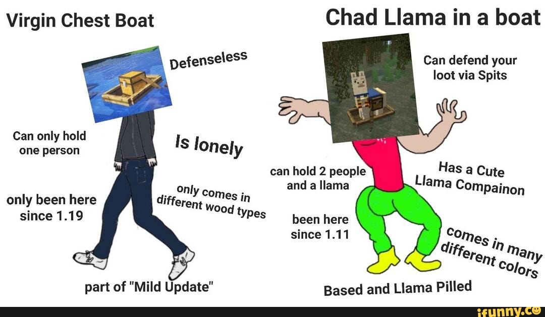 Virgin Chest Boat Chad Llama in a boat Can defend your loot via Spits ...