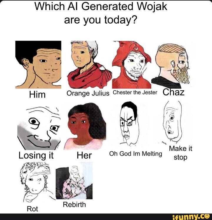Which Al Generated Wojak are you today? az Orange Julius it Losing it ...