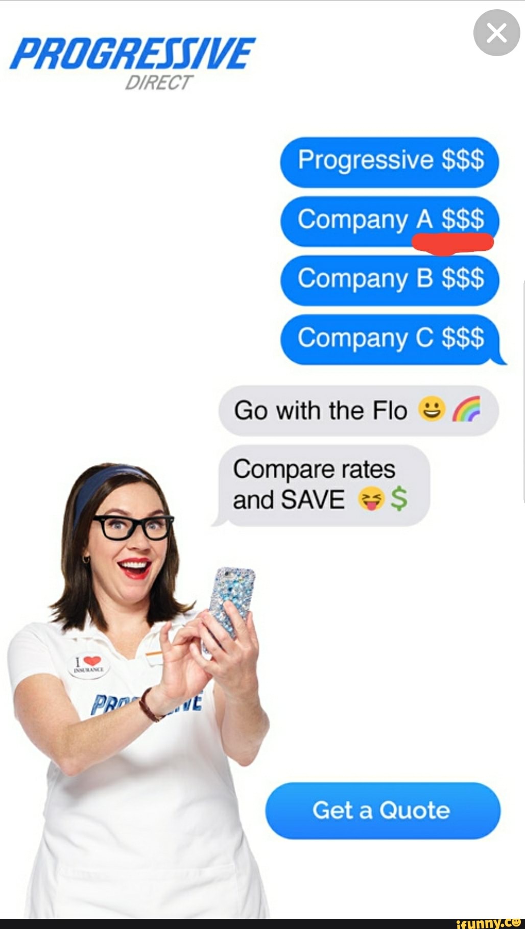 Progressive Go with the Flo Y /5 Compare rates - iFunny