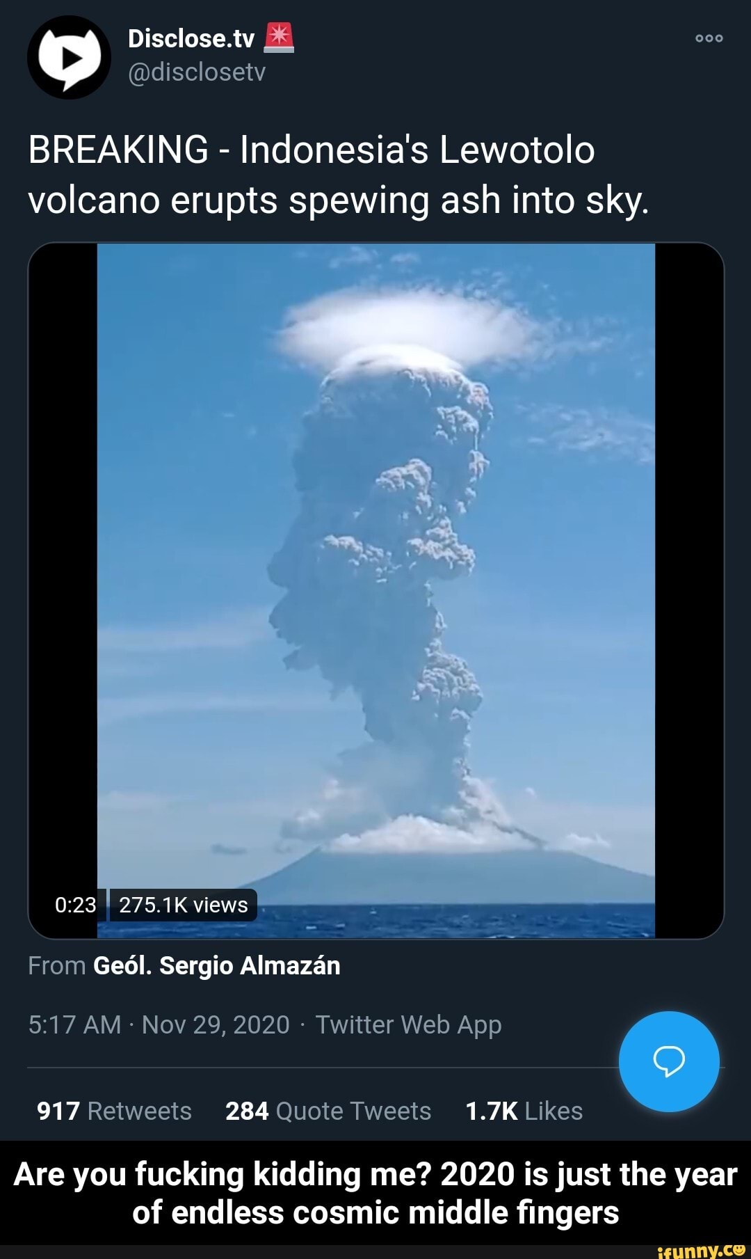 BREAKING - Indonesia's Lewotolo volcano erupts spewing ash into sky ...