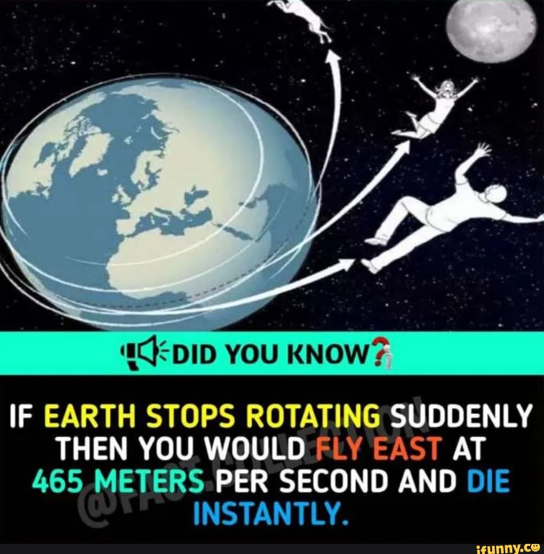 DID YOU KNOW? IF EARTH STOPS ROTATING SUDDENLY THEN YOU WOULD FLY EAST ...
