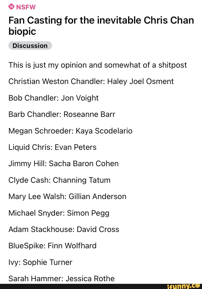 NSFW Fan Casting for the inevitable Chris Chan biopic Discussion This ...