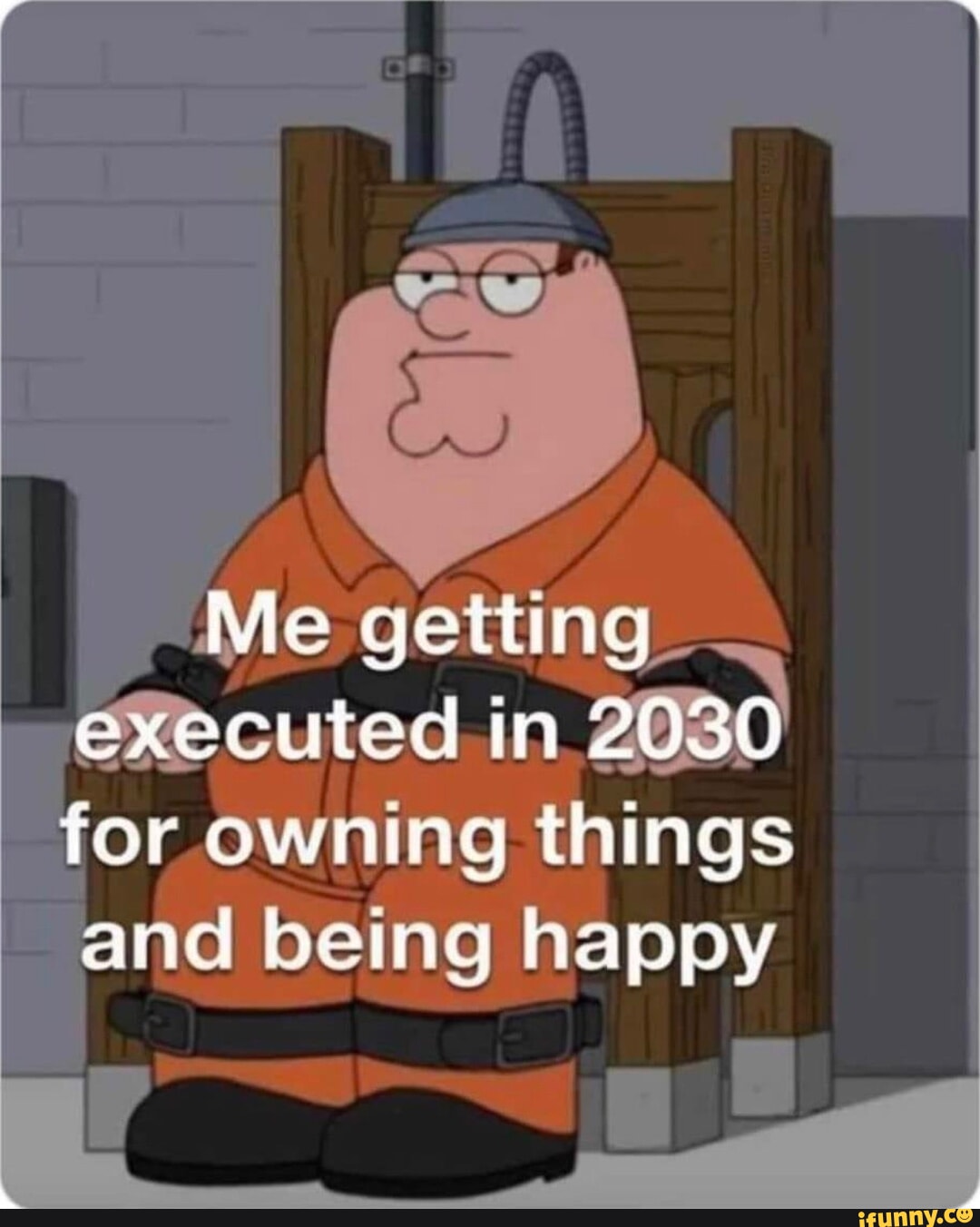 Me getting executed in 2030 for Owning things and being happy - iFunny