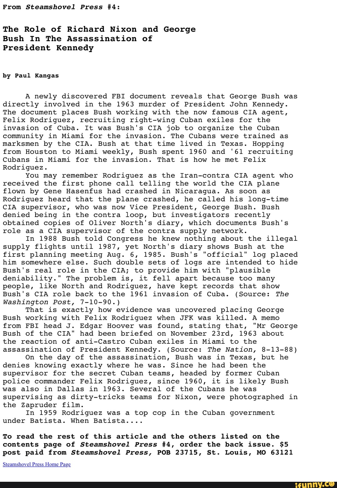 From Steamshovel Press #4: The Role of Richard Nixon and George Bush In ...