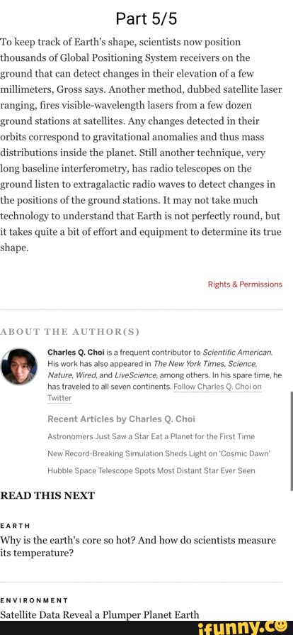 Part To keep track of Earth's shape, scientists now position. thousands ...