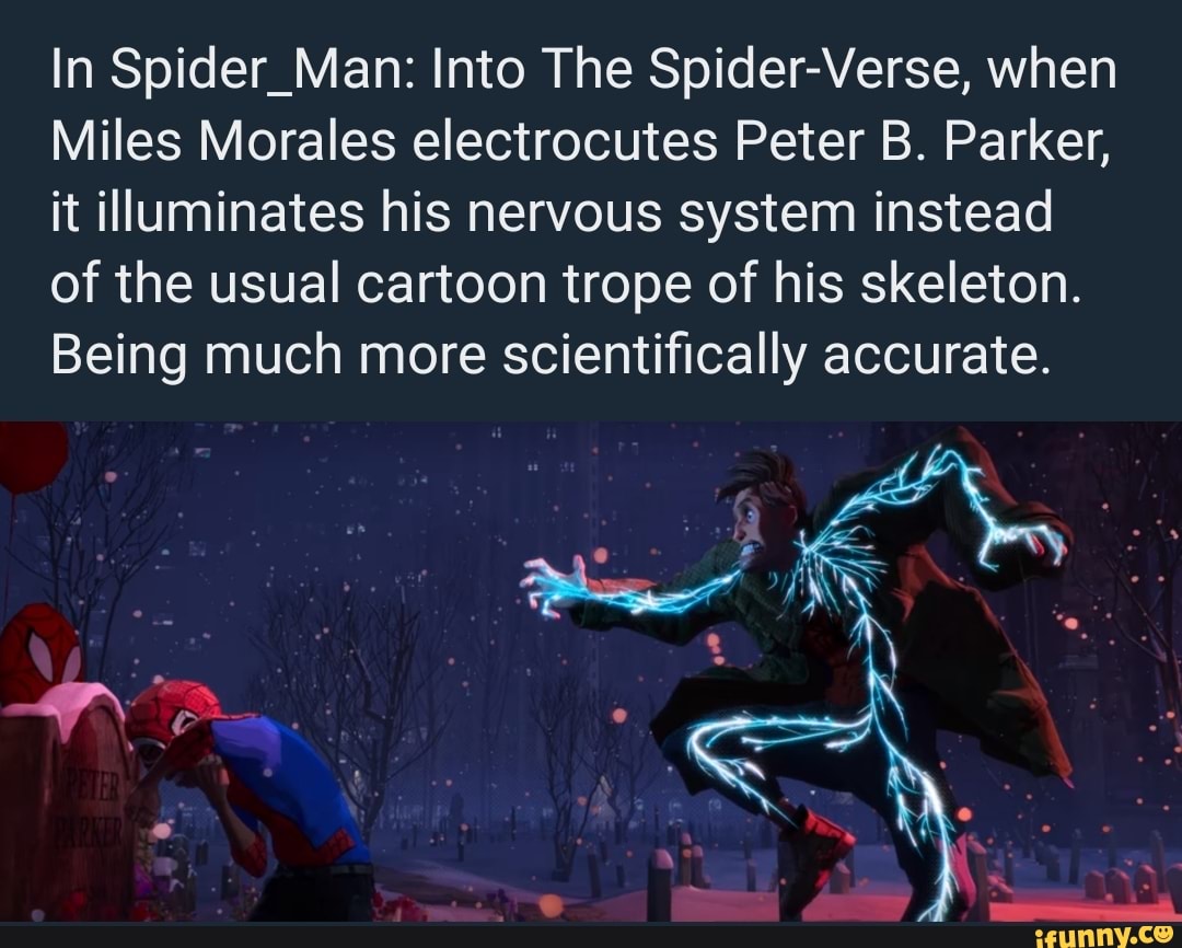 In Spider_Man: Into The Spider-Verse, when Miles Morales electrocutes ...