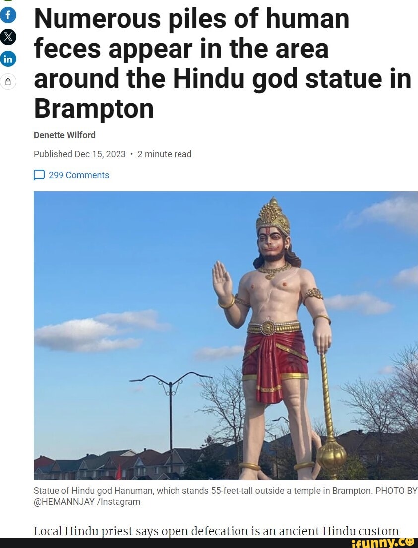 Numerous piles of human @ feces appear in the area around the Hindu god ...