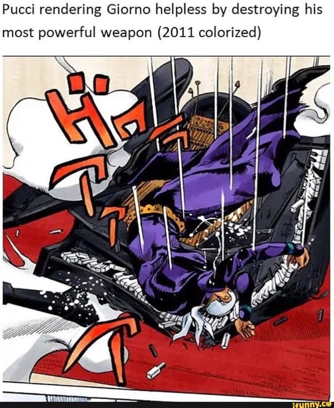 Pucci rendering Giorno helpless by destroying his most powerful weapon ...