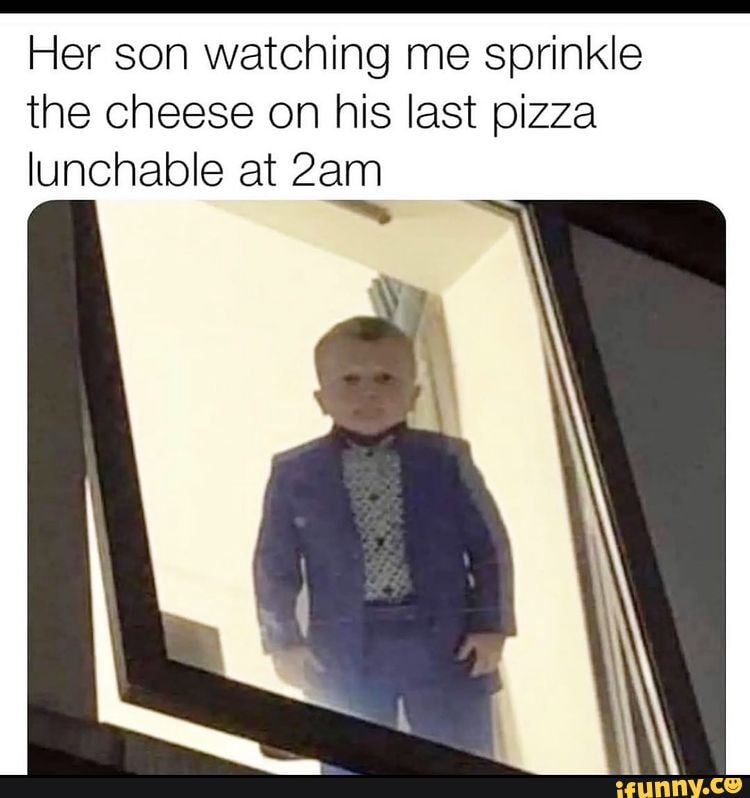 Her son watching me sprinkle the cheese on his last pizza lunchable at ...