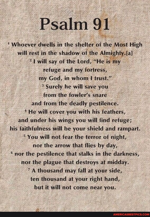 Psalm 91 * Whoever dwells in the shelter of the Most High will rest in ...