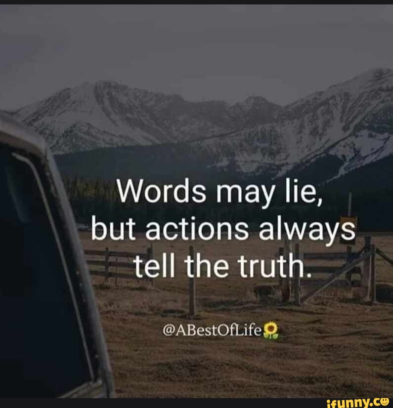 Words may lie, but actions always tell the truth. @ABestOfLife - iFunny