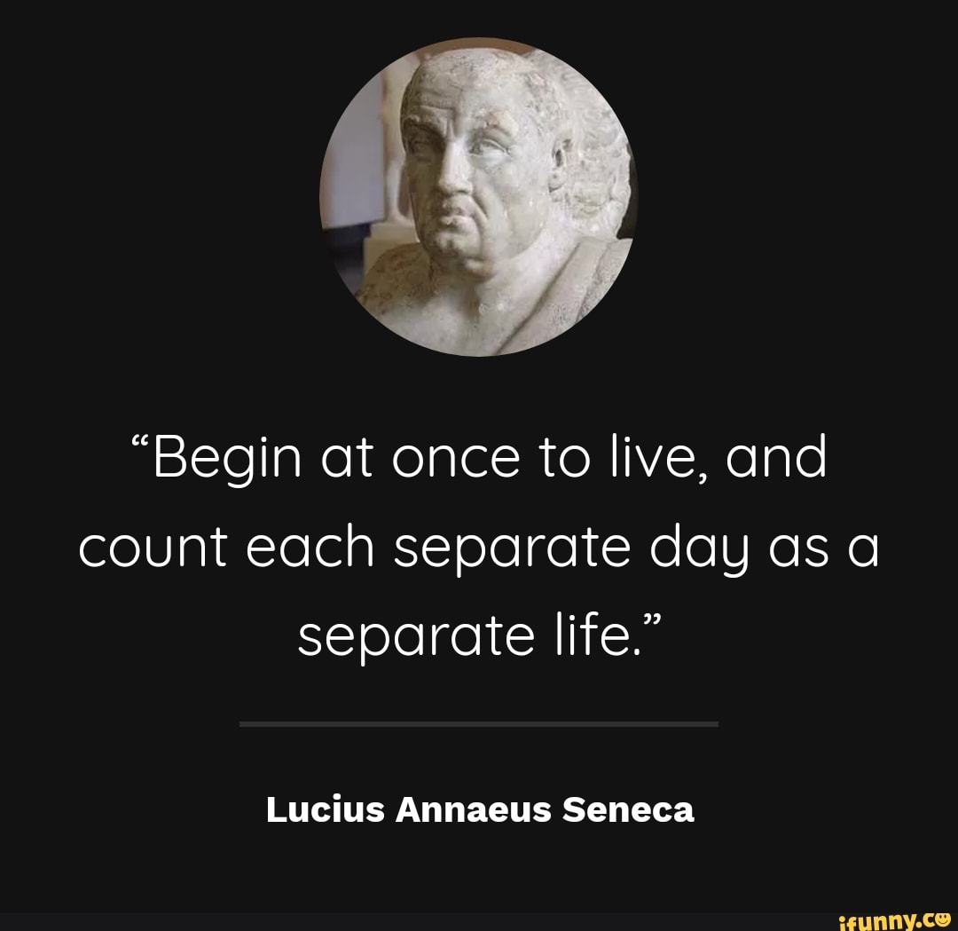 "Begin at once to live, and count each separate day as a separate life ...