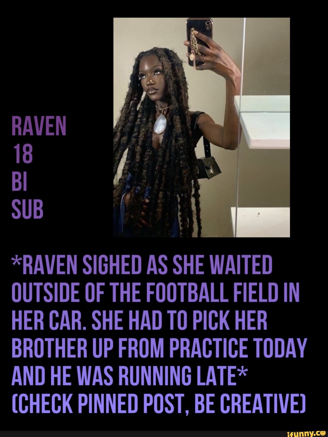 RAVEN 18 Bl / SUB *RAVEN SIGHED AS SHE WAITED OUTSIDE OF THE FOOTBALL ...